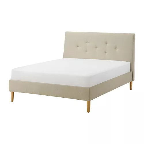IKEA Santo Domingo - IDANÄS cama Queen tapizado, Naggen beige