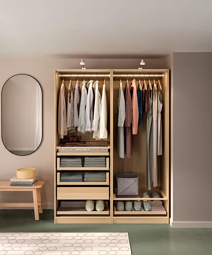 IKEA Santo Domingo - PAX wardrobe combination, white stained oak effect