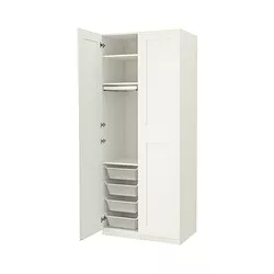 IKEA Santo Domingo - PAX/GRIMO wardrobe, white, 39 3/8x23 5/8x93 1/8