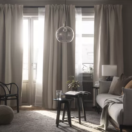 IKEA Santo Domingo - VILBORG curtains, 1 pair, beige, 57x98